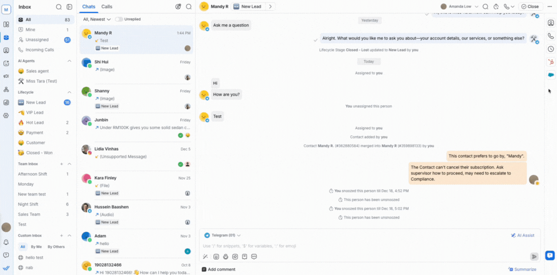 Managing Contacts in Inbox