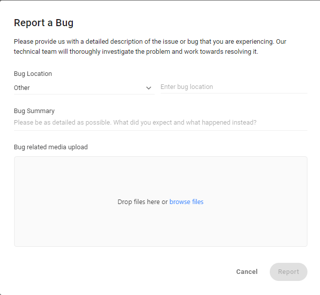 Reporting a Bug