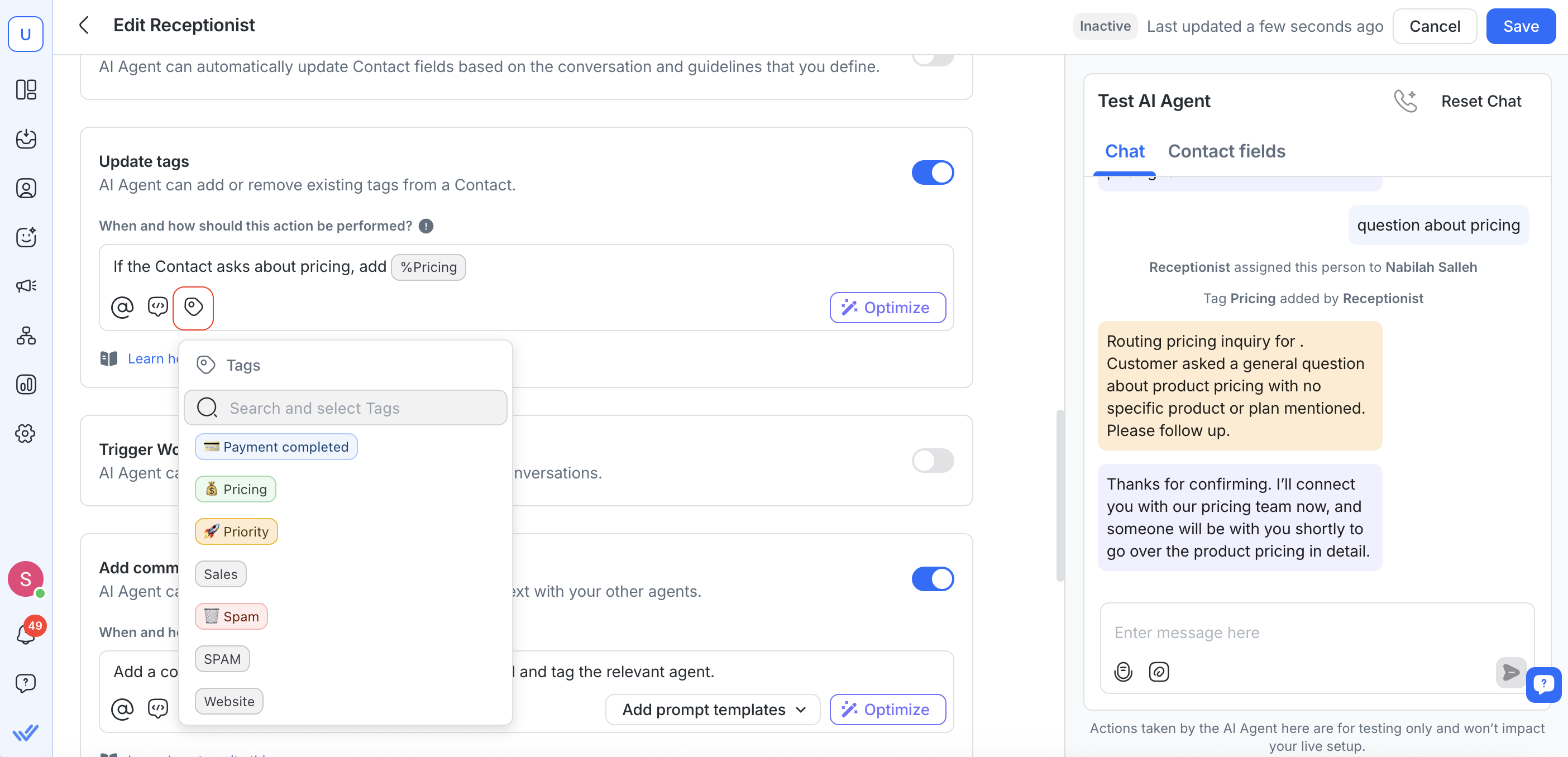 AI Agent Action: Update tags