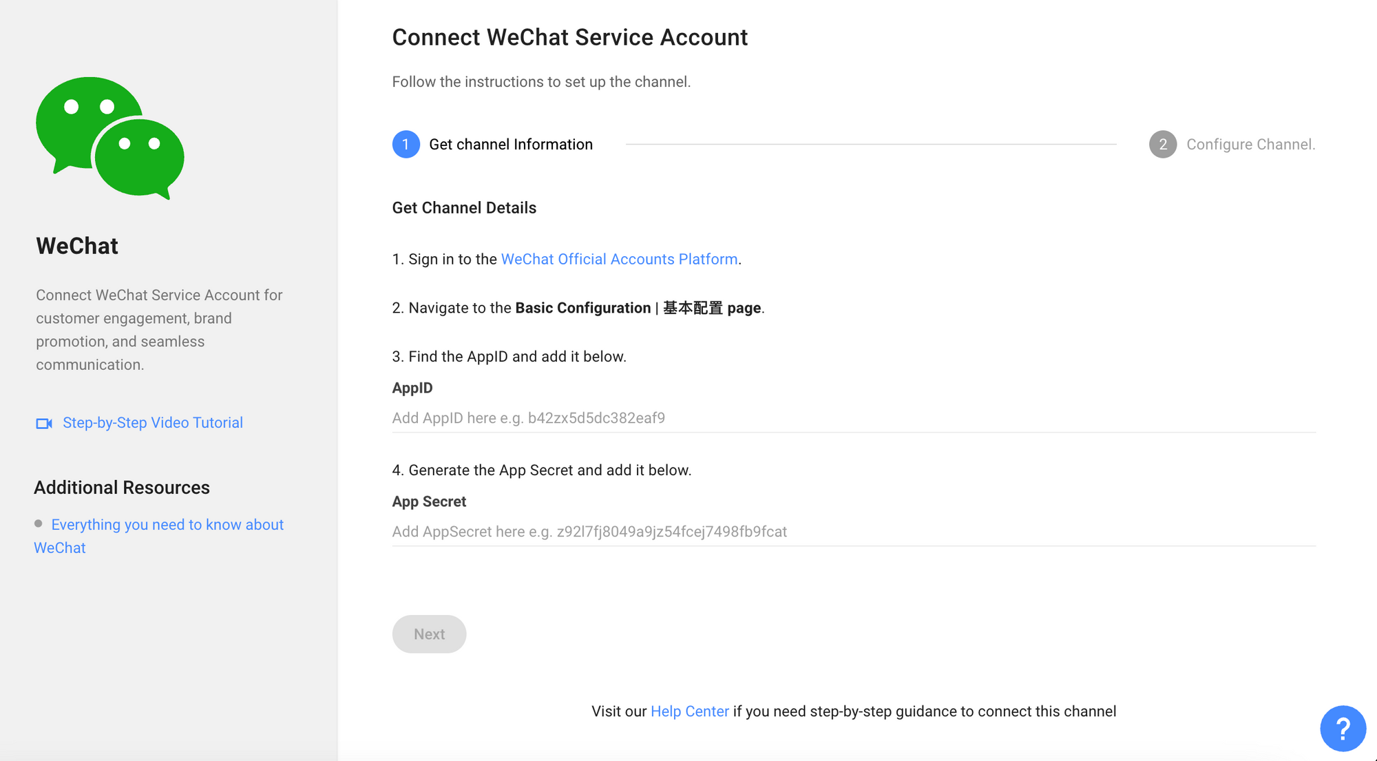 Inicio rápido de WeChat