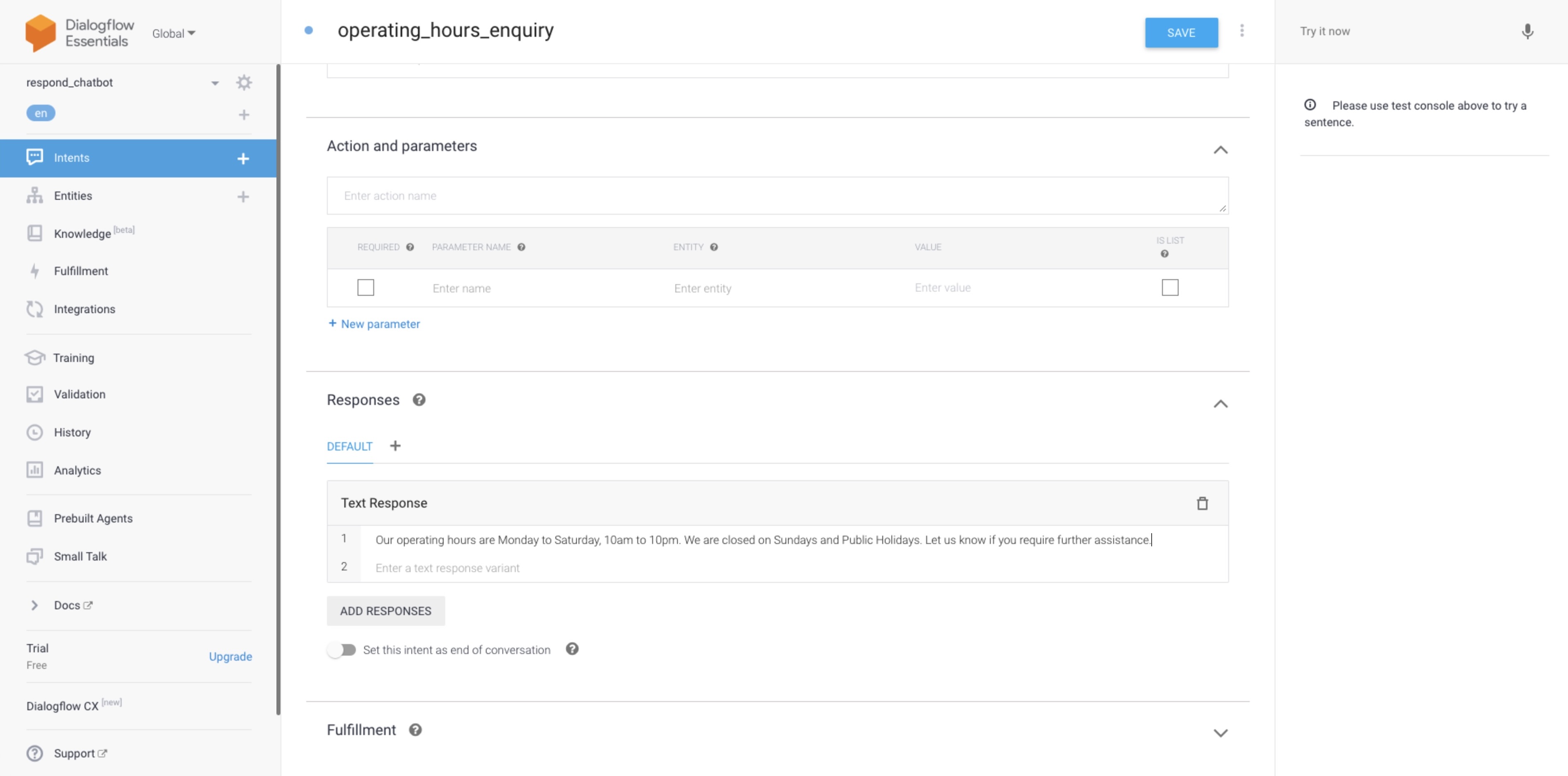 Dialogflow: Creating a Chatbot