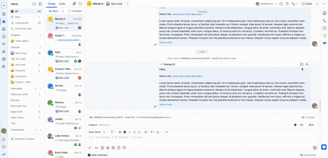 Managing Emails in Inbox