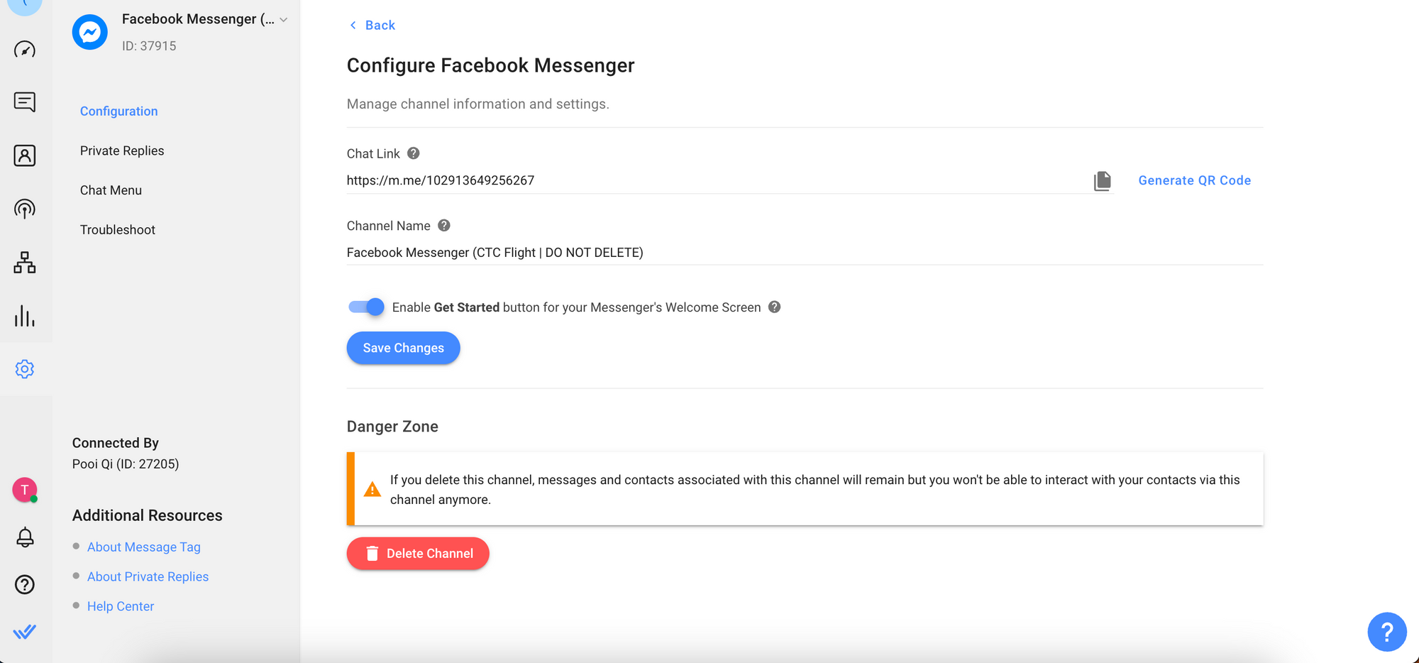 Inicio rápido de Facebook Messenger