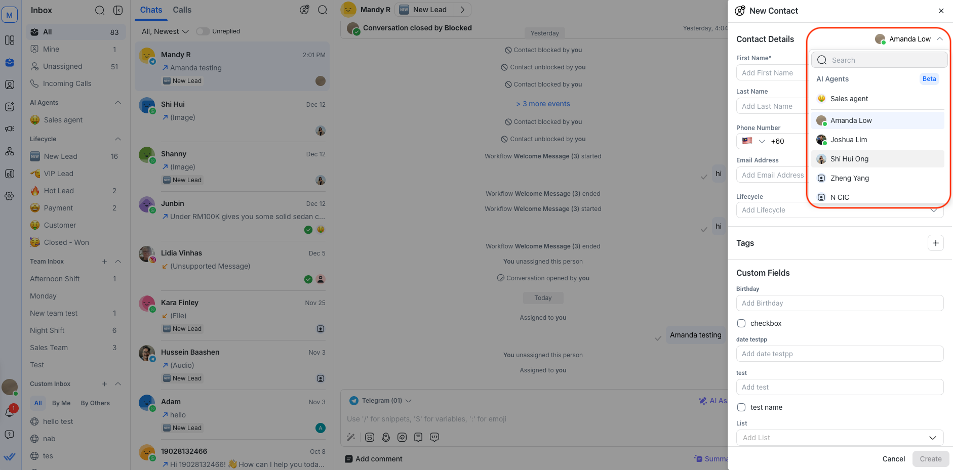 Managing Contacts in Inbox