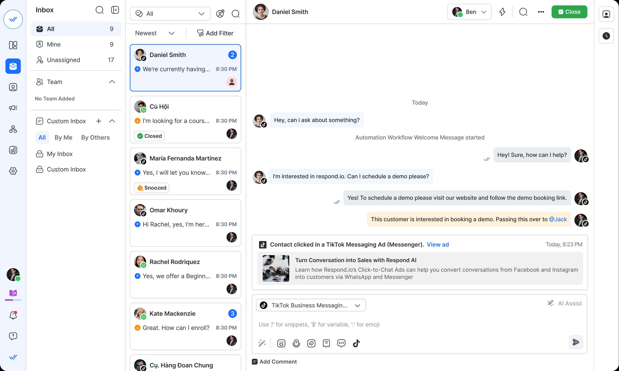Introducing TikTok Business Messaging on Respond.io 🎉